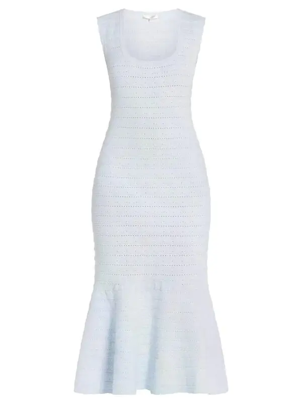 LoveShackFancy Leigh Knitted Midi Dress - Blue