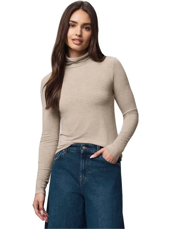 Splendid Bamboo Blend Long Sleeve Turtleneck - Natural
