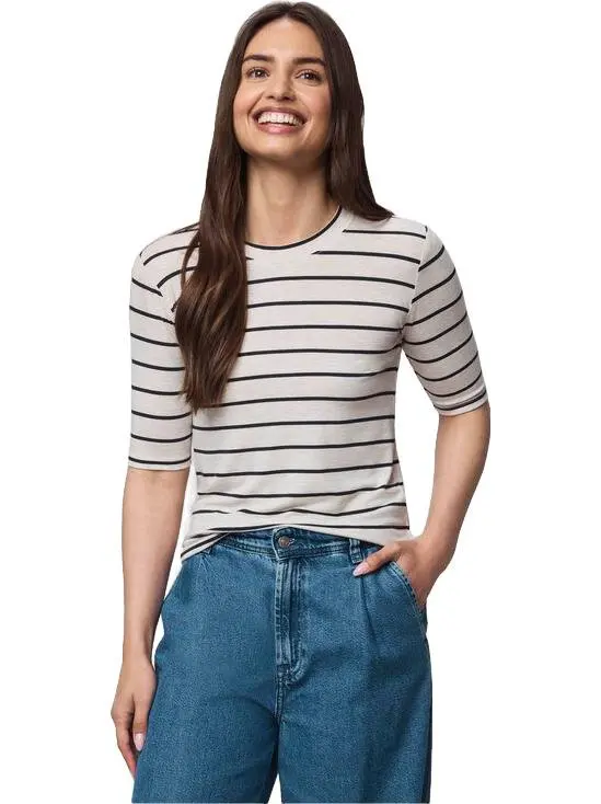 Splendid Bamboo Blend Quarter Sleeve Tee - Stripe