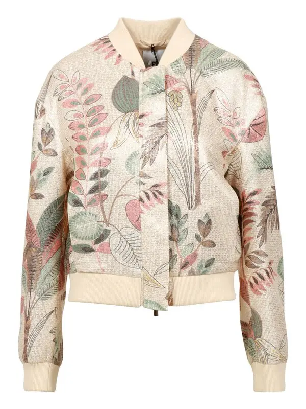 PT TORINO Floral Satin Jacket - Beige