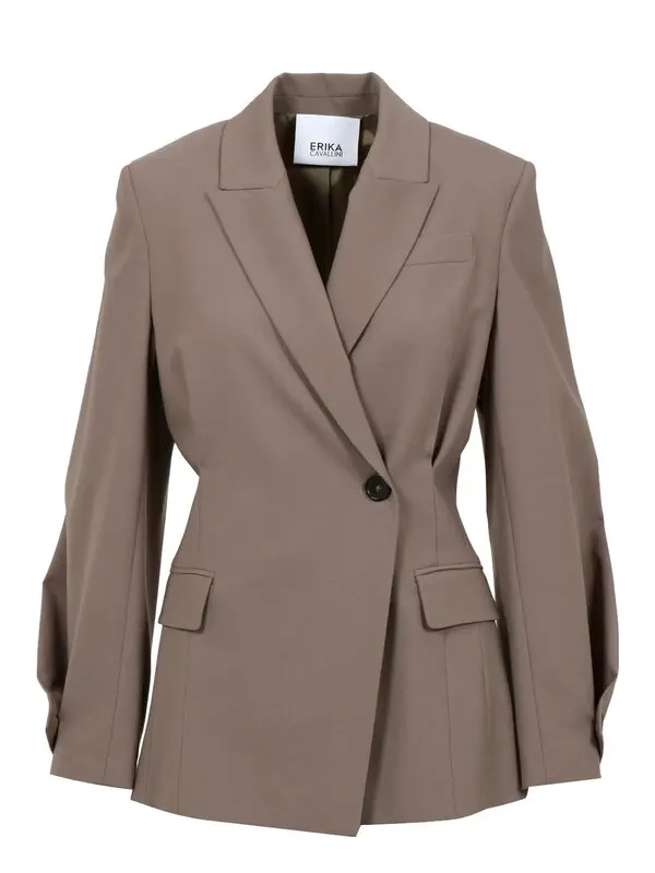 Erika Cavallini Cool Wool Single-breasted Blazer - Beige