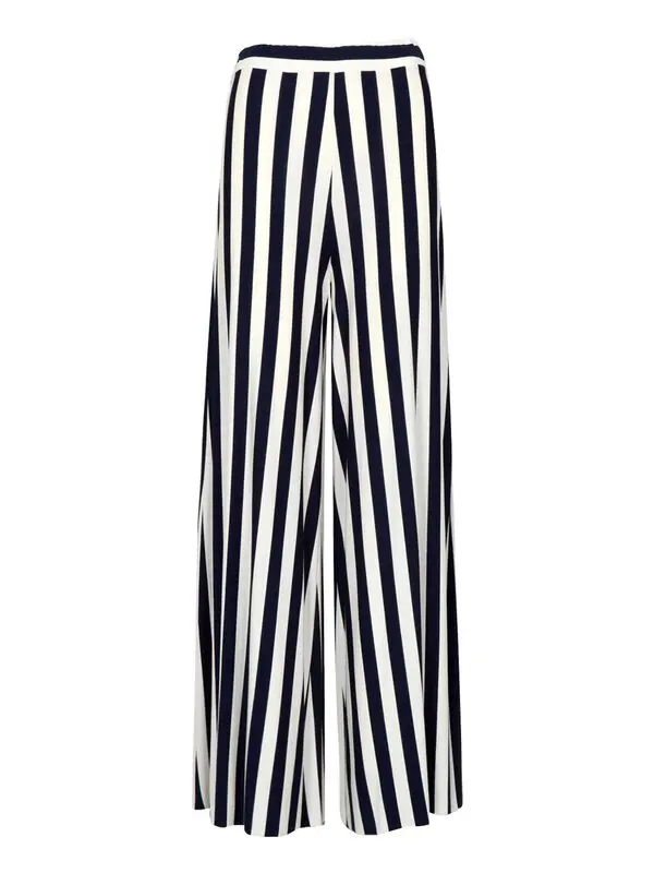 KAOS Wide-leg Trousers With Vertical Stripes - Blue+cream