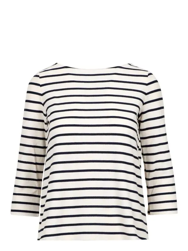 PENNY BLACK Striped Cotton-blend Jersey Top - Bianco+blu Navy