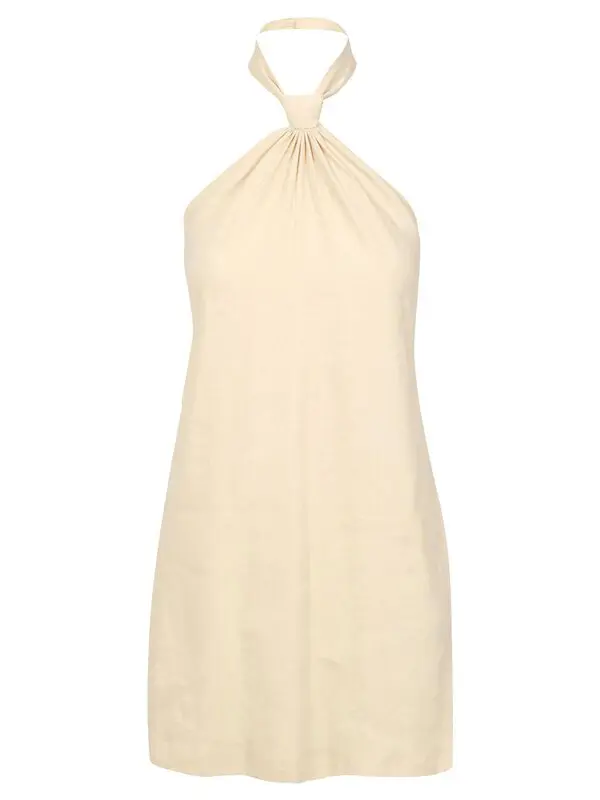 Erika Cavallini Tie Neck Linen-blend Dress - Beige