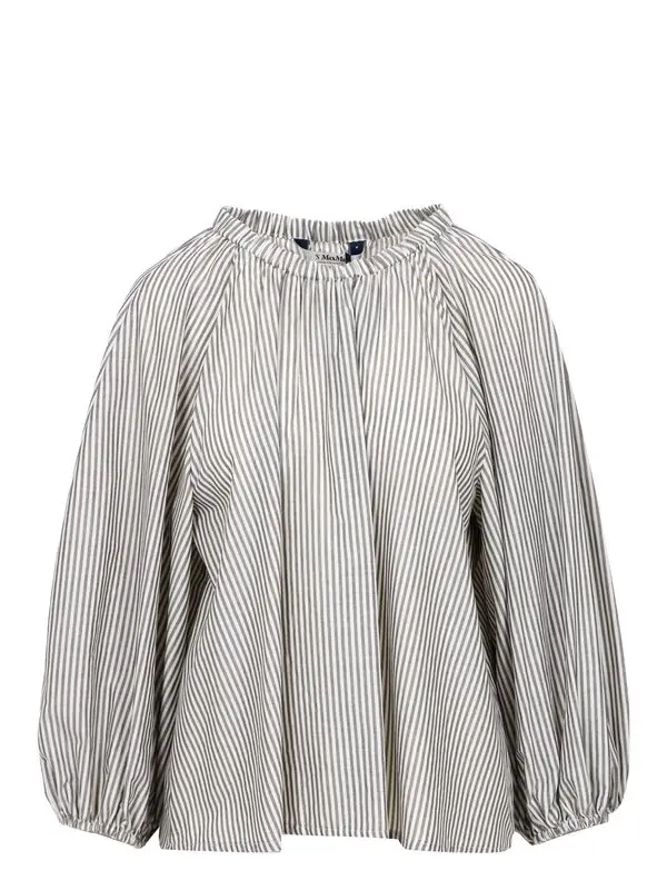 Max Mara Striped Cotton Blouse - White