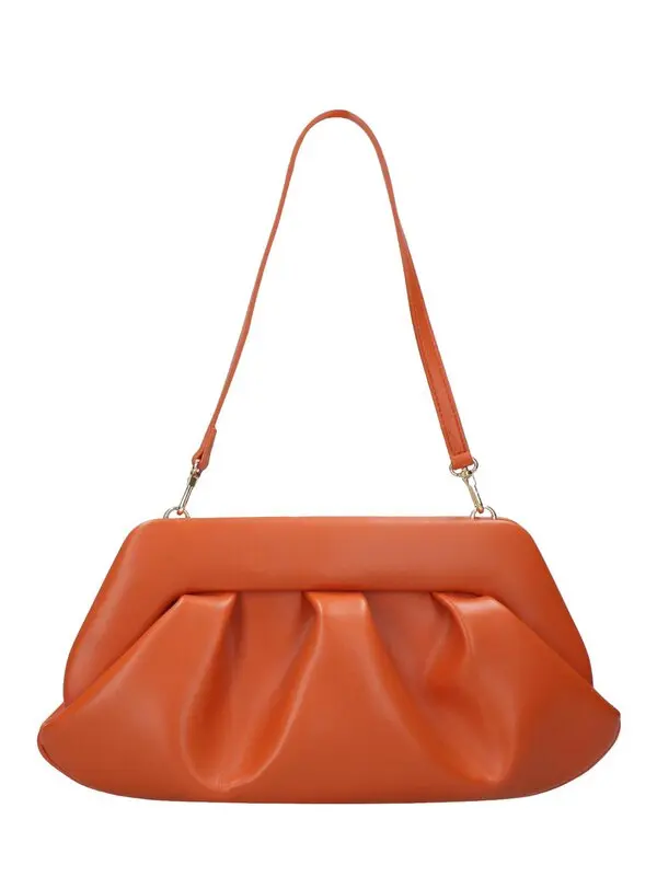 THEMOIRE Clutch Bag With Removable Shoulder Strap - Arancio Scuro
