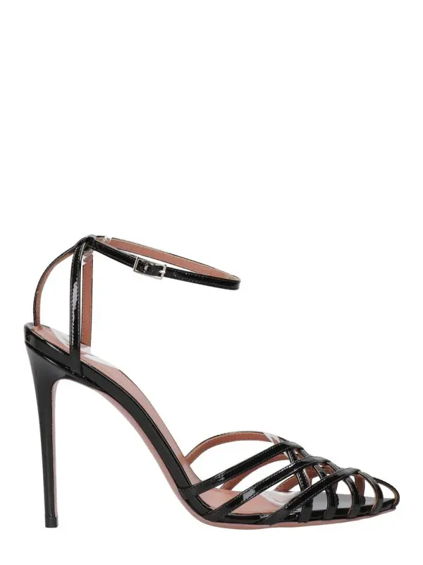 CASTAGNA Patent Calfskin Stiletto Heel Sandals - Black