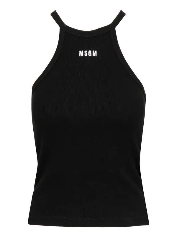 MSGM Ribbed Cotton Top - Black