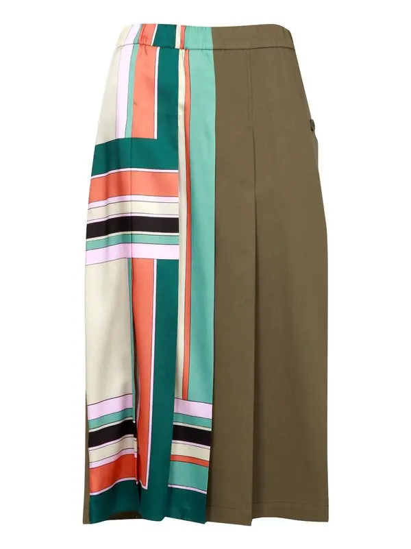Max Mara Plain-colored Cotton Gabardine Midi Skirt - Green