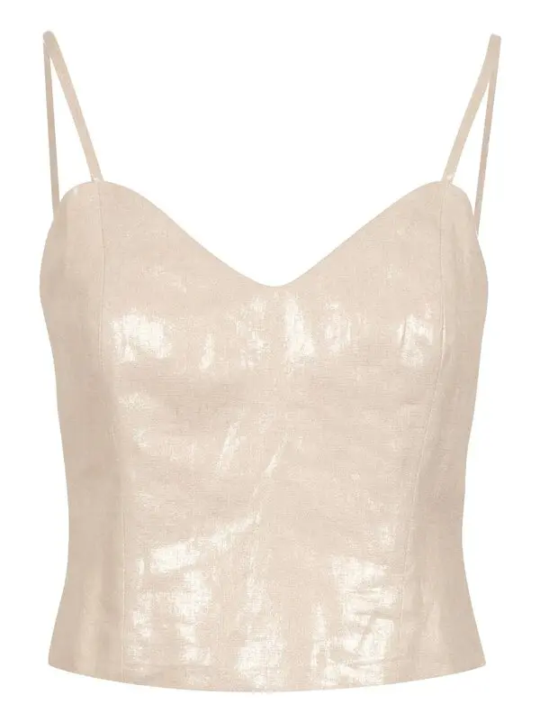 PENNY BLACK Laminated Linen Strappy Top - Golden