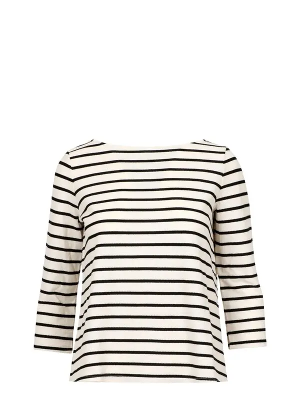 PENNY BLACK Striped Cotton Blend Jersey Top - White
