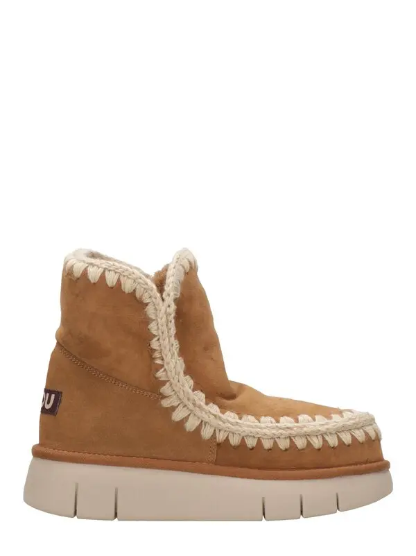 Mou Boots With Crocheted Wool Details - Brandy
