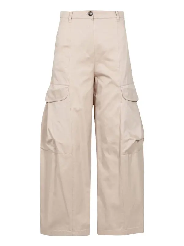 Max Mara Stretch Cotton Wide-leg Trousers - Sand