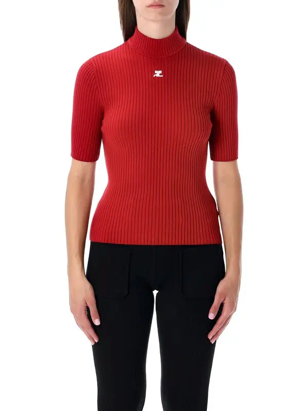 COURREGES Courrèges Ribbed Turtleneck Pullover - Red
