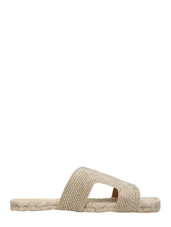 CastaÑer Metallic Woven Flat Slides - Golden