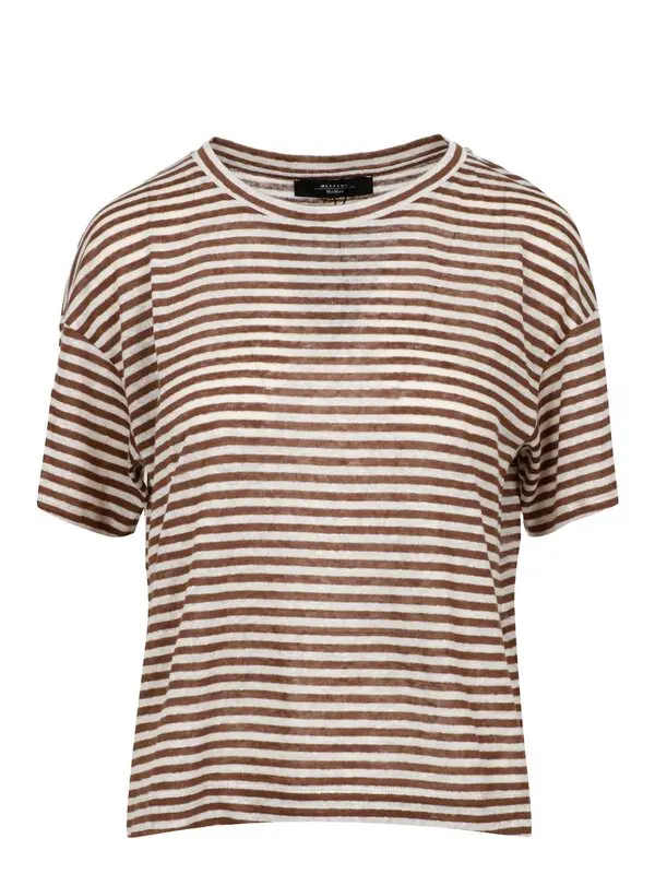 Max Mara Striped Linen T-shirt - Panna+cammello