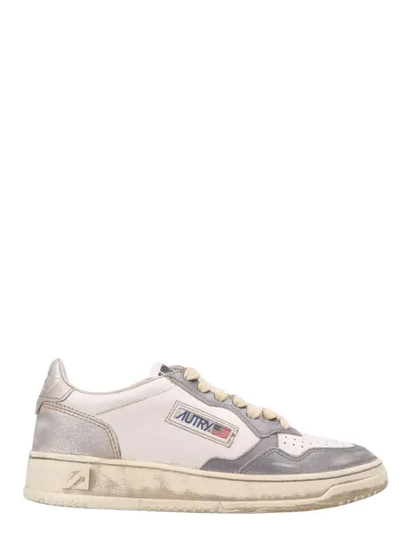 AUTRY Medalist Low Super Vintage Sneakers - White/old Silver/platinum