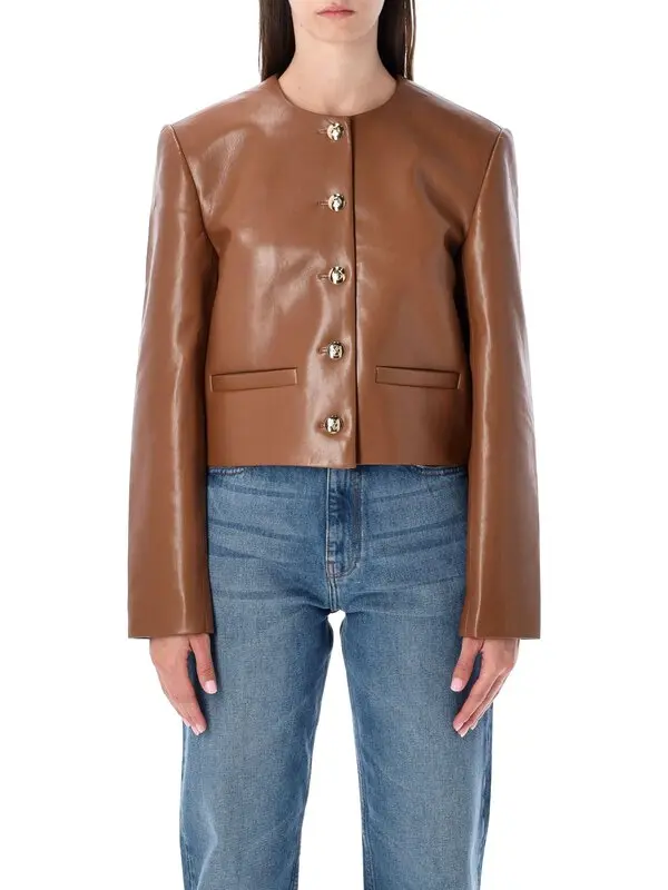 ANINE BING Leather Jacket - Brown