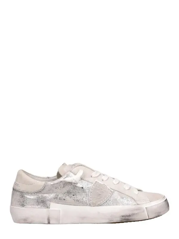 Philippe Model Laminated Suede Sneakers - Silver