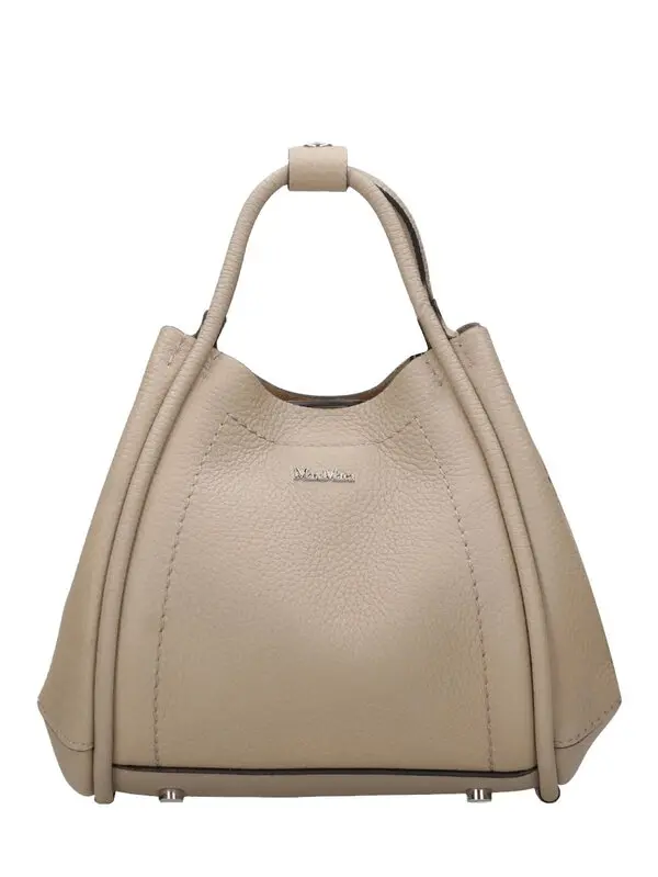 Max Mara Tumbled Leather Top Handle Bag - Sand
