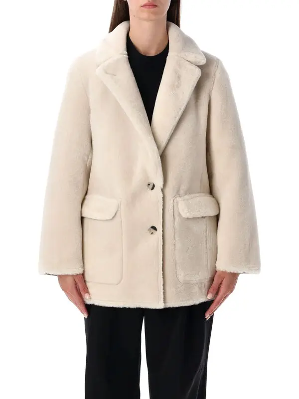 URBANCODE Faux Fur Reversible Tailored Coat - Rice Beige