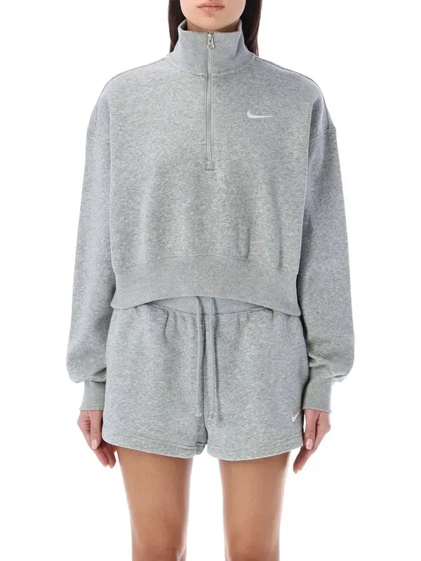 Nike Sportswear Phoenix 1/2-zip Crop Sweatshirt - Grey Dark Heater
