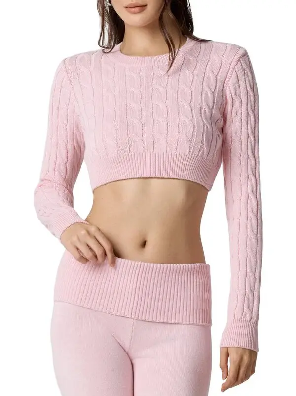 FLORENCE BY MILLS Barre Crop Cable Sweater - Ballerina