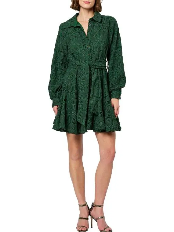 CIEBON Serane Eyelet Embroidery Mini Dress - Green