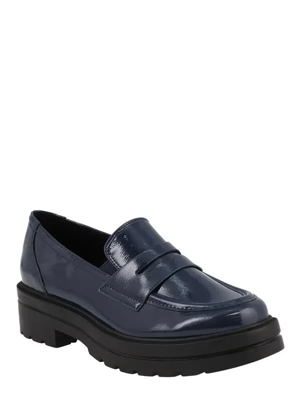 Mia Yoani Lug Sole Penny Loafer - Navy