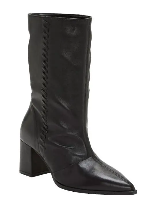 Vince Camuto Lorrys Whipstitch Block Heel Boots - Black