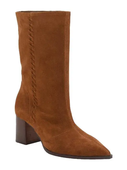 Vince Camuto Lorrys Whipstitch Block Heel Boots - Burnt Sugar