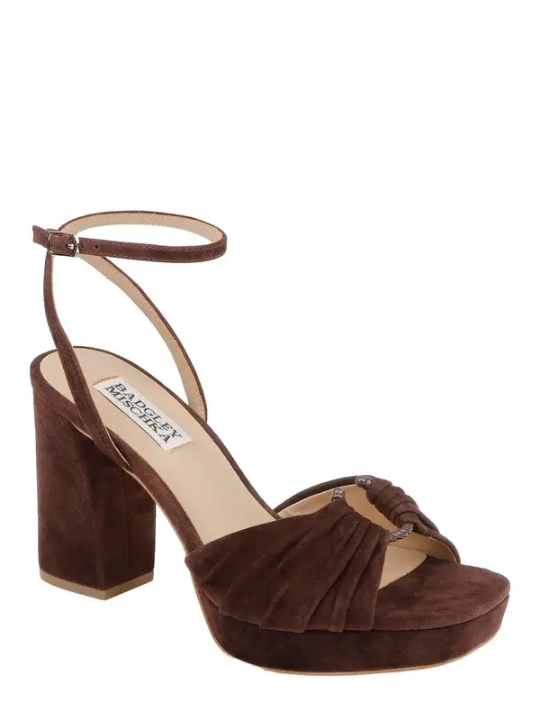 Badgley Mischka Veda Platform Sandals - Coffee Suede