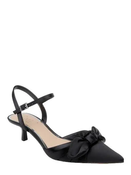 Badgley Mischka Ember Ankle Strap Kitten Heel Pump - Black Satin