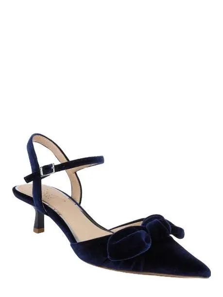 Badgley Mischka Ember Ankle Strap Kitten Heel Pump - Navy Velvet