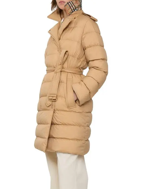 Burberry Kent Belted Down Puffer Jacket - Flax