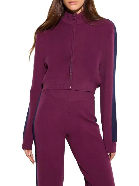 Spiritual Gangster Marlow Crop Zip-up Sweatshirt - Dark Dahlia