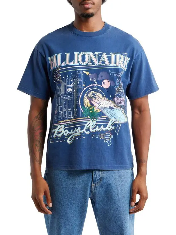 BILLIONAIRE BOYS CLUB To The Moon Graphic T-shirt - Navy Peony