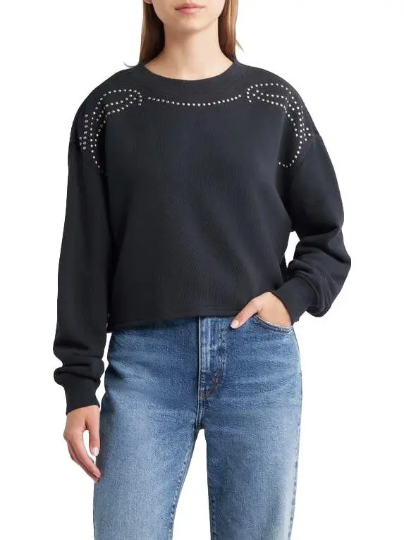 Rag & Bone Studded Terry Crop Sweatshirt - Black