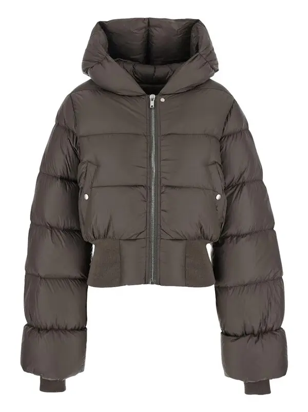 Rick Owens Down Jacket With Fixed Hood - Brown
