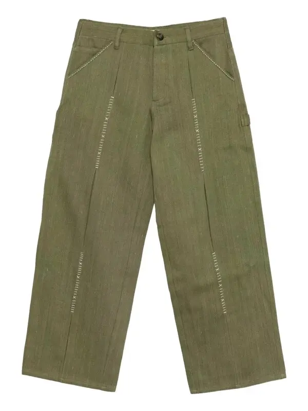 KARTIK RESEARCH Embroidered Trousers - Green