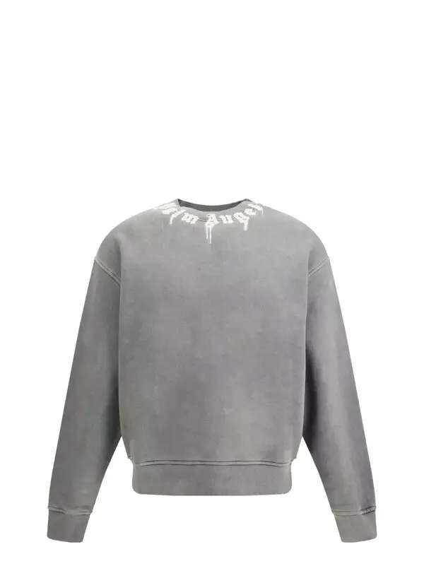 Palm Angels Crew-neck Sweatshirt With Neck Logo - Grey