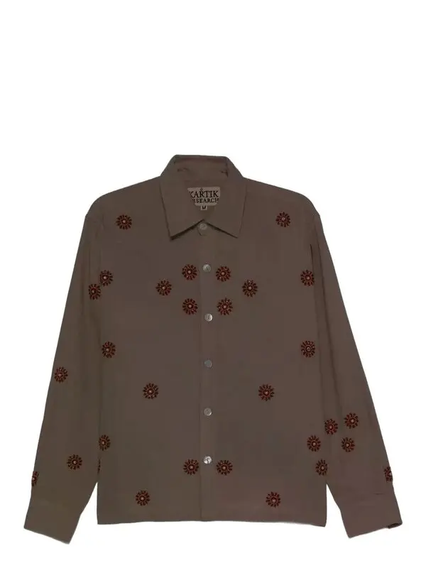 KARTIK RESEARCH Embroidered Floral Shirt - Brown