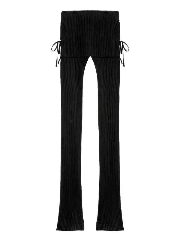 Blumarine Ribbed-knit Tie-detail Trousers - White