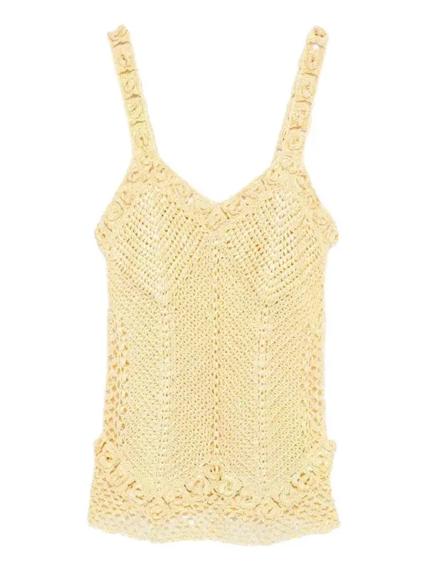 JUDY TURNER Daisy Flower-strap Crochet Top - Yellow