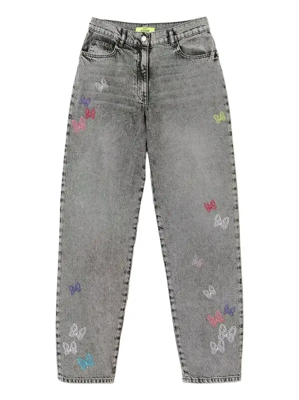 TWINSET Embroidered Barrel Jeans - Grey