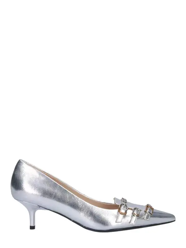 Pinko Buckle-embellished Pointed-toe Pumps - Silver