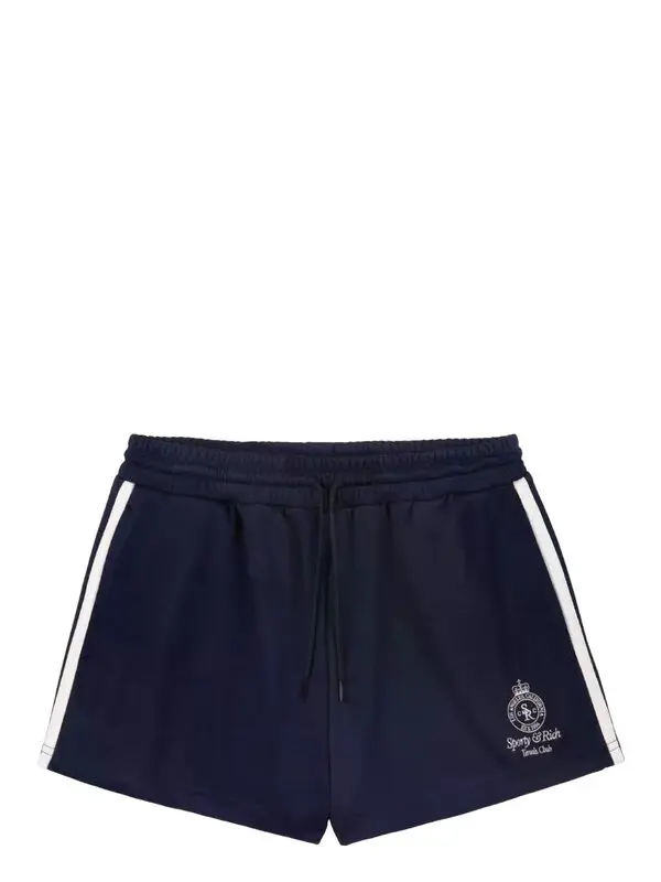 SPORTY & RICH Side-stripe Logo Shorts - Blue