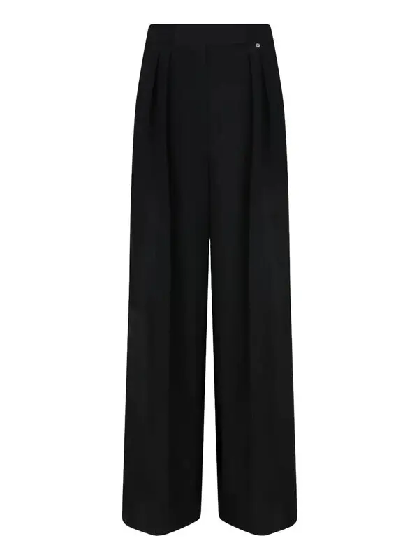 NISSA Pleated Wide-leg Trousers - Black