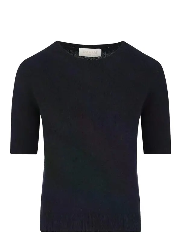 VANISÈ Ribbed Hem Cashmere Top - Black
