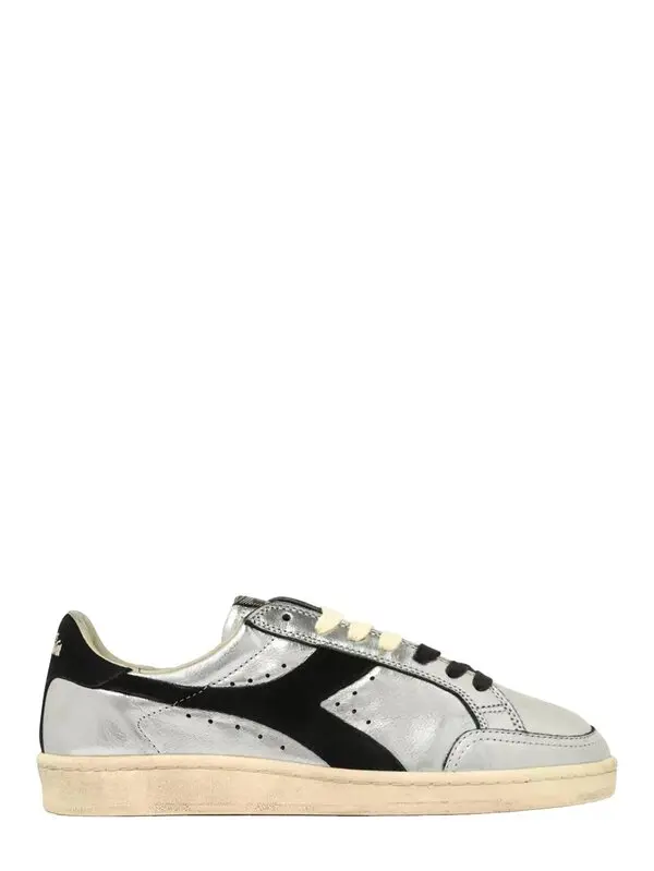 DIADORA Metallic Leather Panel Sneakers - Silver